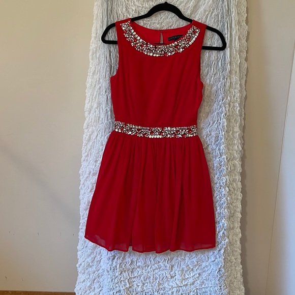 City Studio | Dresses | Red Beaded Dress | Poshmark
